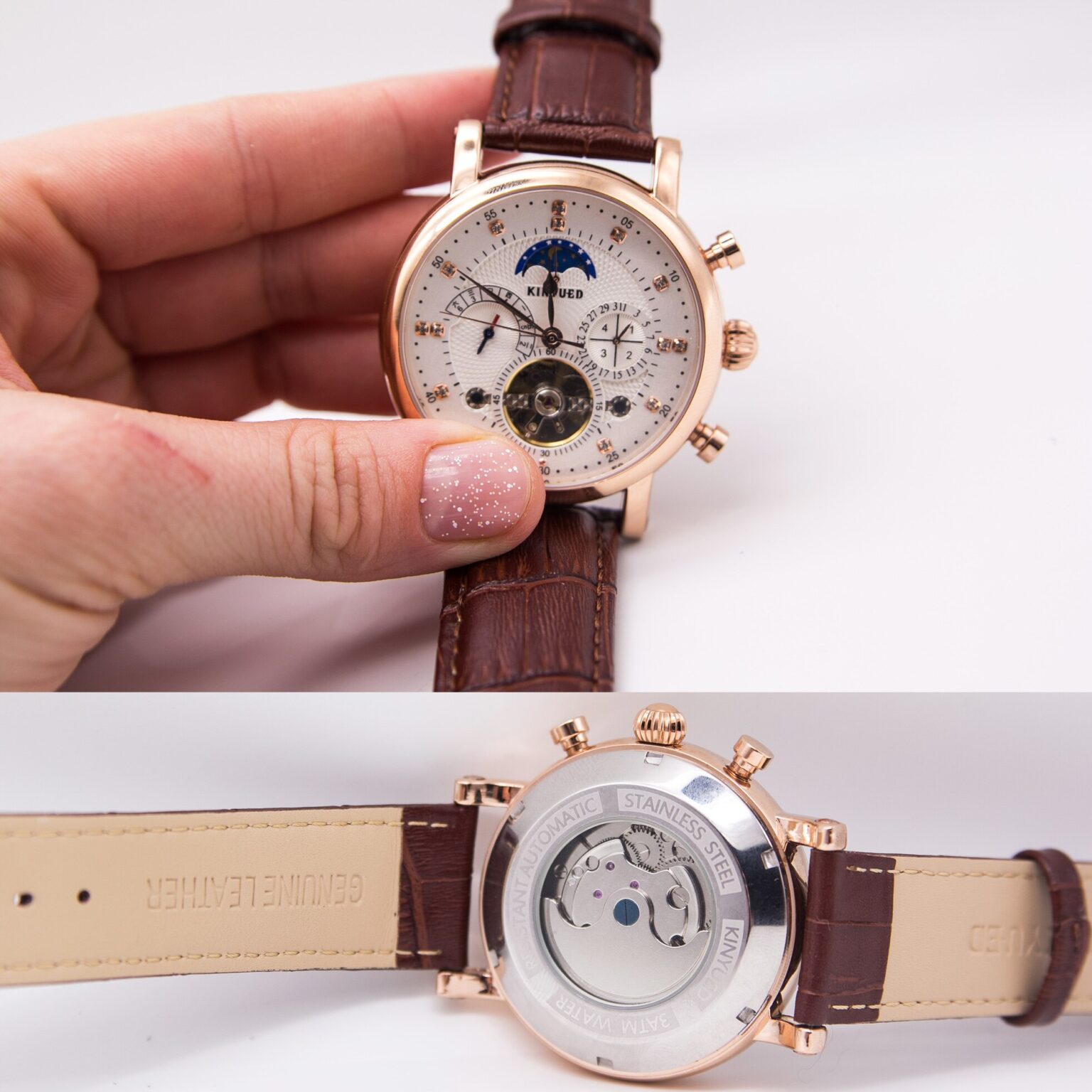 KINYUED Classic Watch Mechanical Moonphase Watches Luxury Mans ...